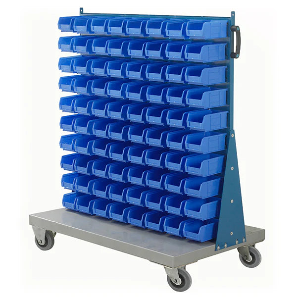 Mobile Small Parts Trolley with Bins | Louvred Panel Storage on Wheels ...